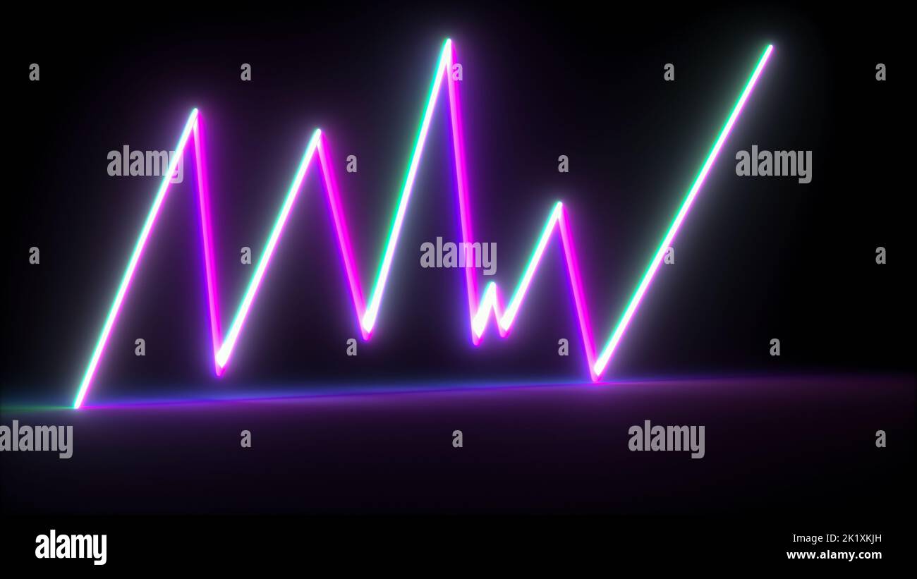 a zig zag chart neon glowing (3d rendering Stock Photo - Alamy