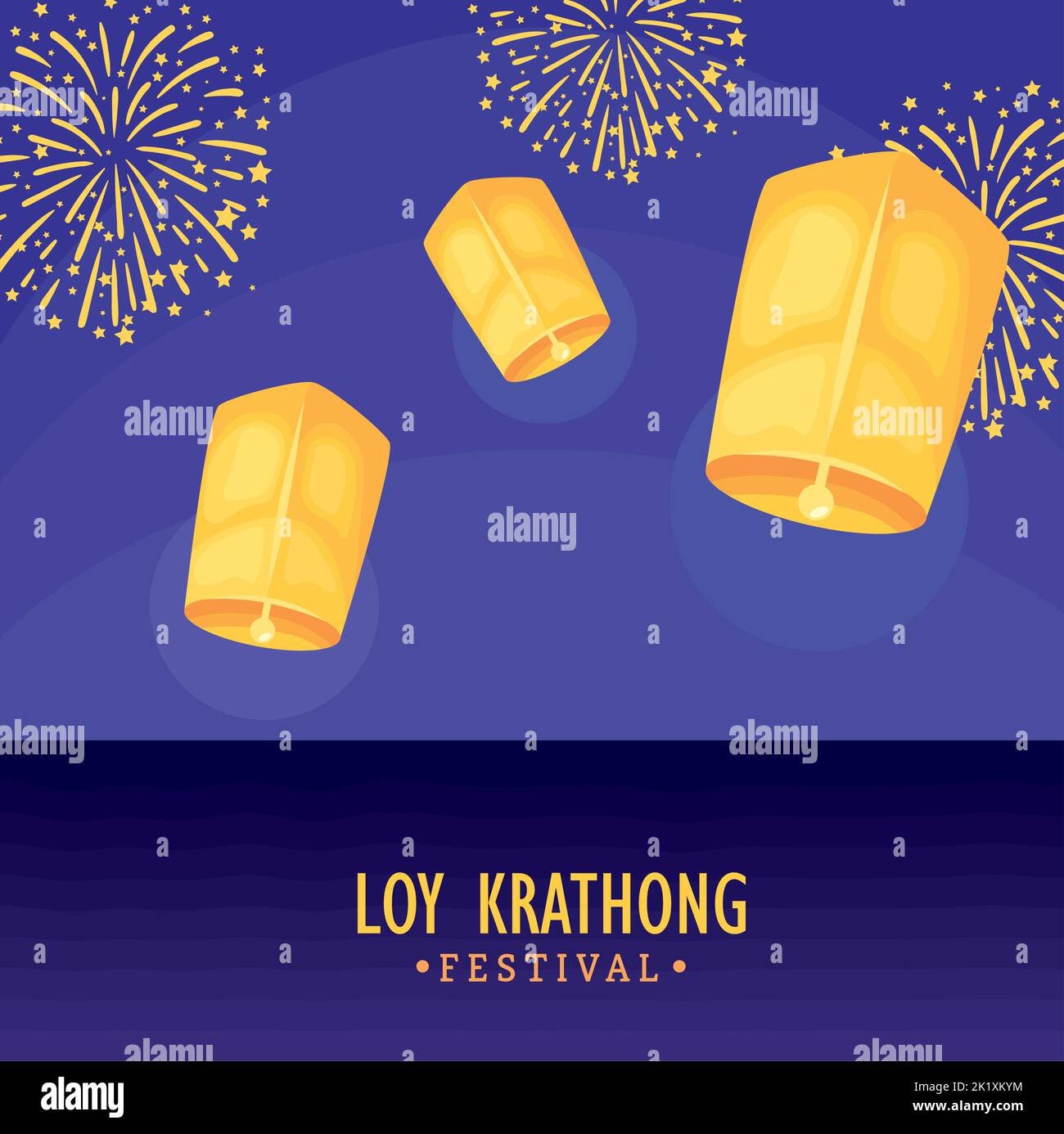 loy krathong lettering with lamps Stock Vector Image & Art - Alamy