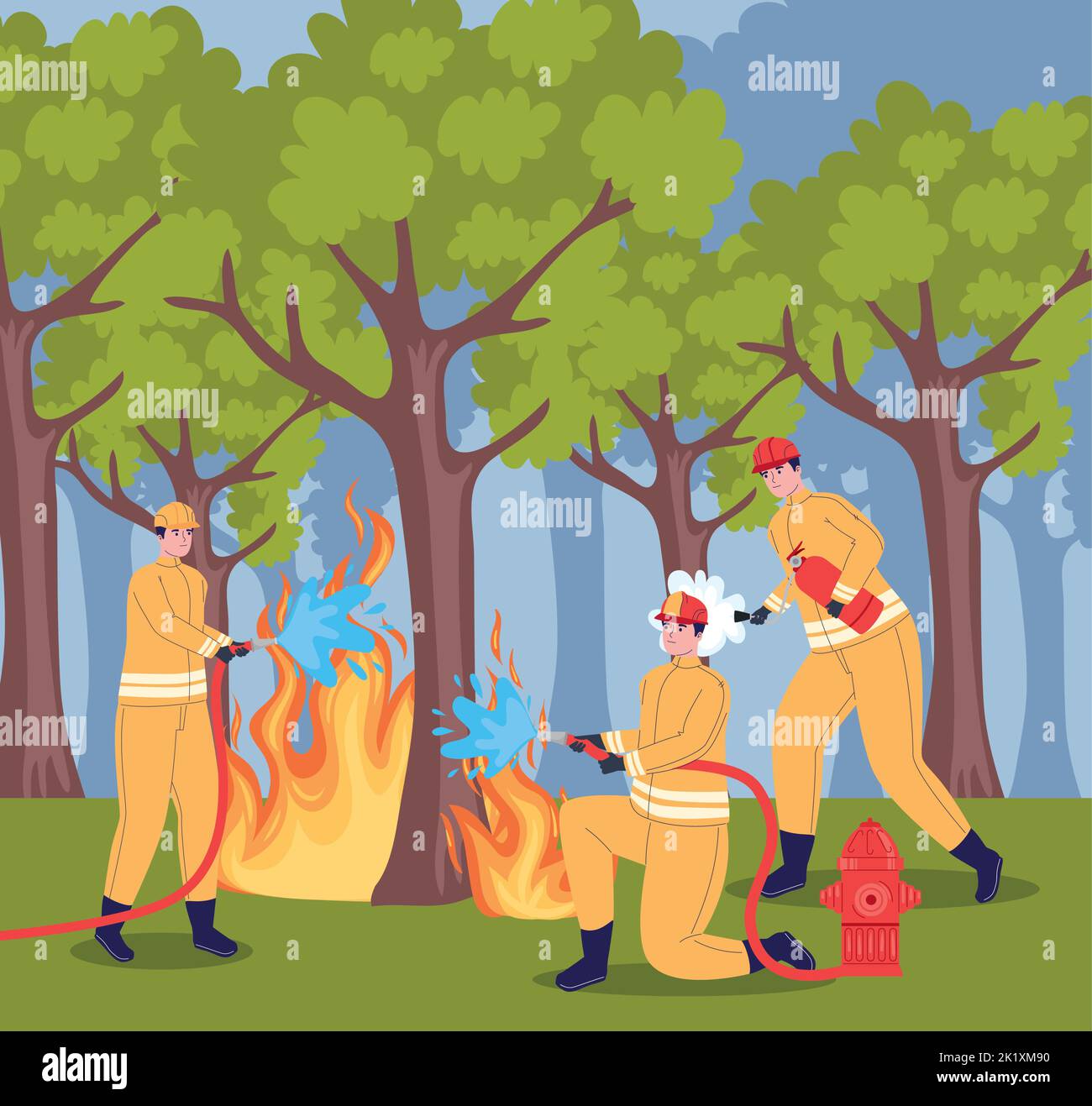 firefighters in forest fire Stock Vector Image & Art - Alamy