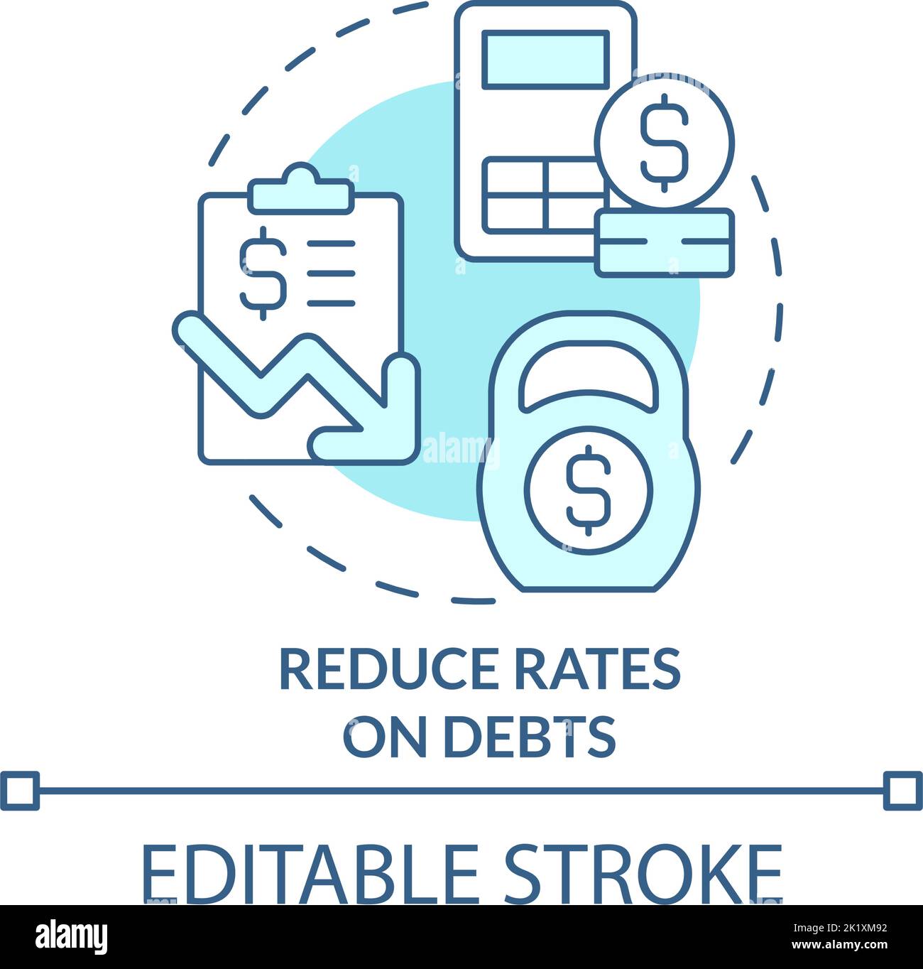 Reduce rates on debts turquoise concept icon Stock Vector Image & Art ...