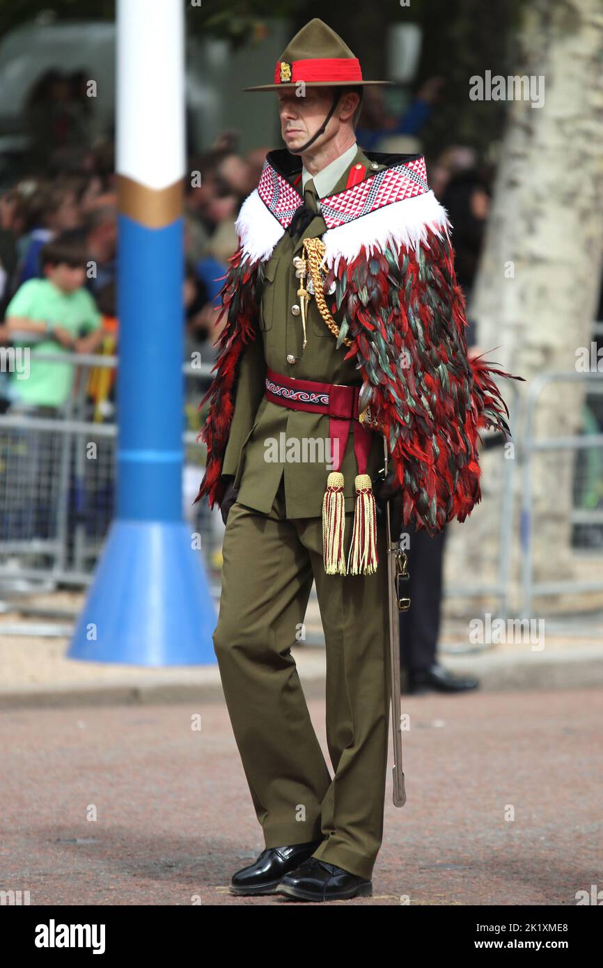 A member of the Royal New Zealand Army wearing a traditional A Maori ...