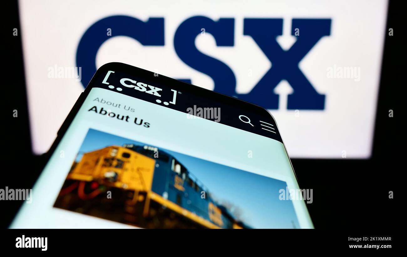 Mobile phone with website of US transportation company CSX Corporation ...