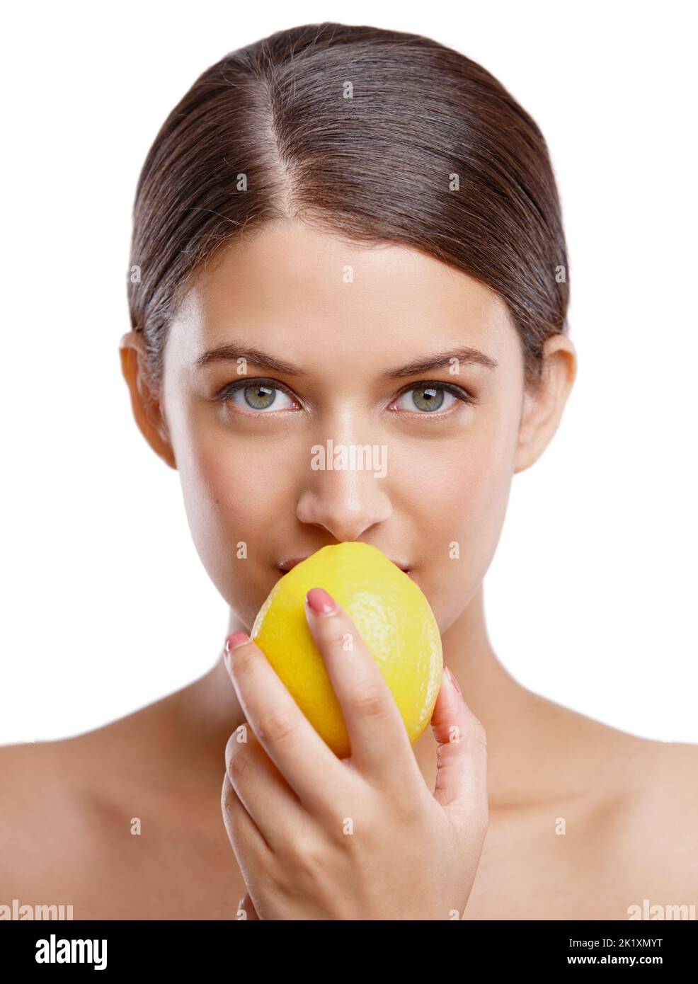 Vitamin C is her skincare secret. Studio portrait of a beautiful young ...