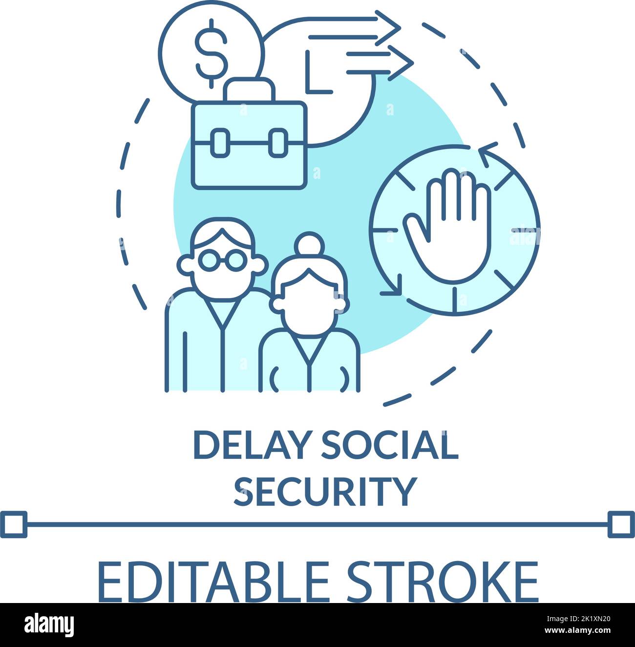 Delay social security turquoise concept icon Stock Vector Image & Art ...