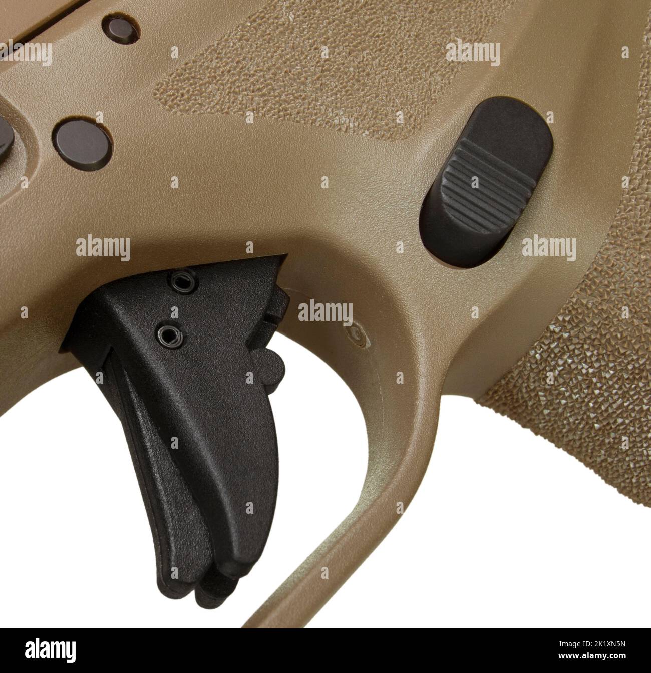 Trigger and magazine release on a semi-automatic handgun Stock Photo ...