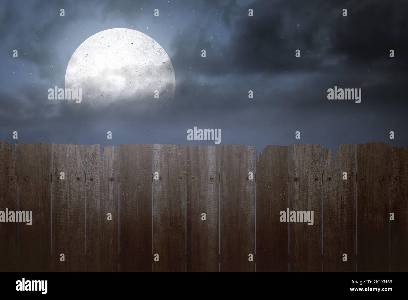 Wooden fence with the night scene background Stock Photo - Alamy