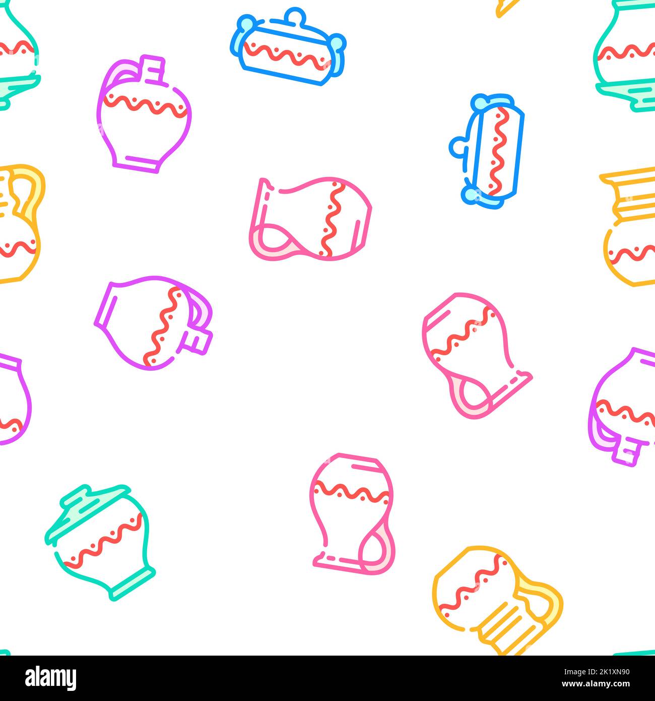 clay pot ceramic pottery bowl vector seamless pattern Stock Vector ...