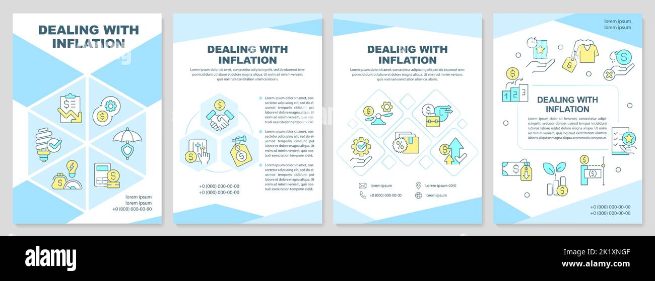 Dealing with inflation turquoise brochure template Stock Vector Image ...