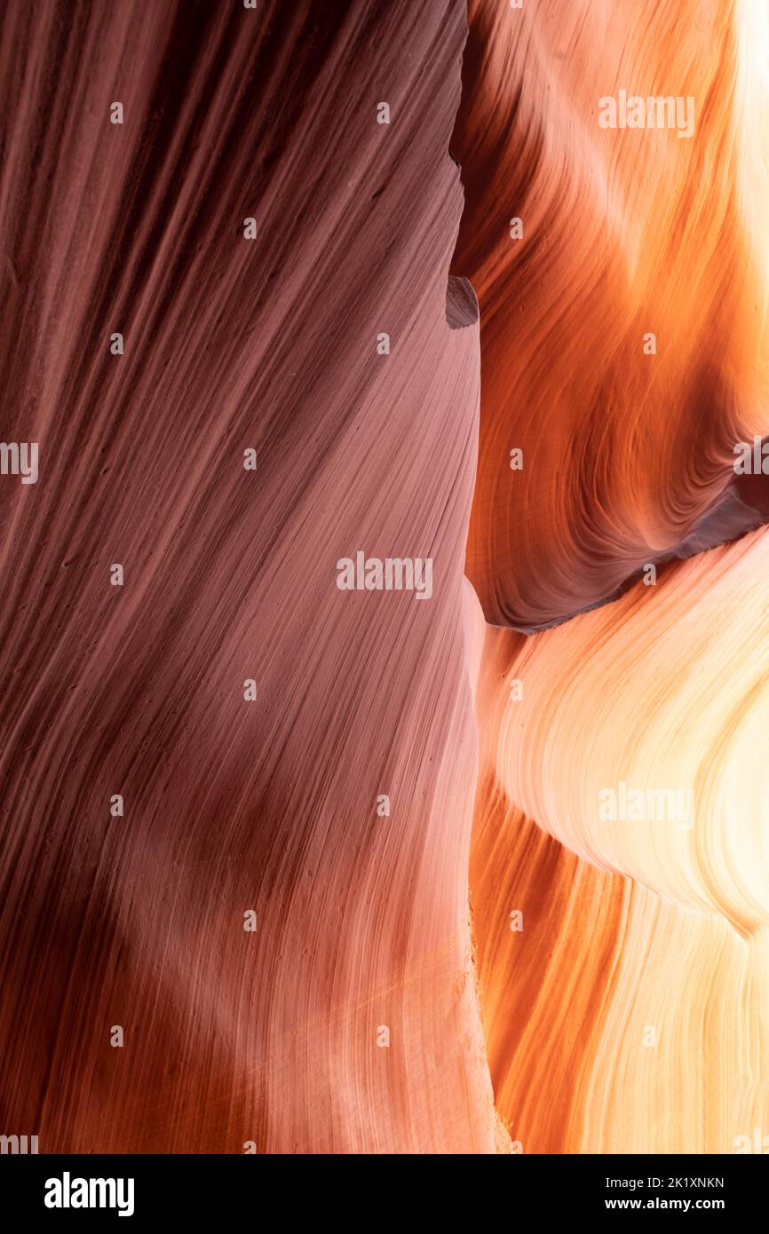 A vertical shot of orange sandstone formations near Antelope Canyon in ...