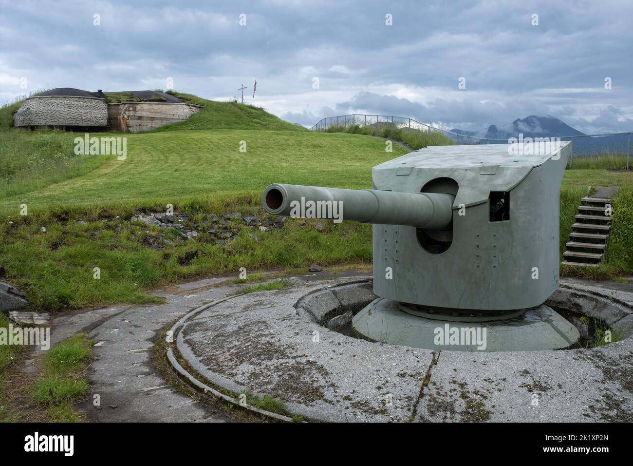 Bud, Norway - July 02, 2022: Ergan costal Fort was built by the Germans ...