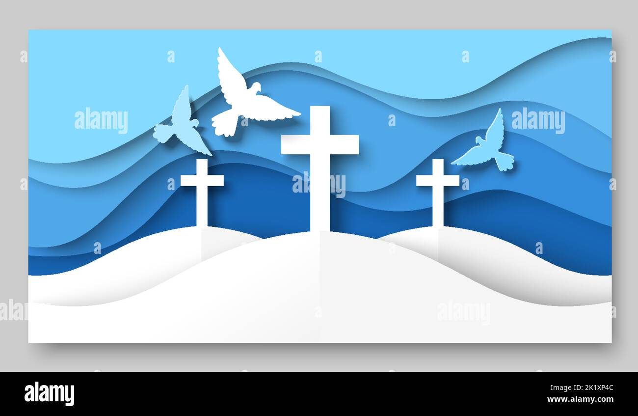 Vector cross christian symbol and flying pigeon Stock Vector Image ...