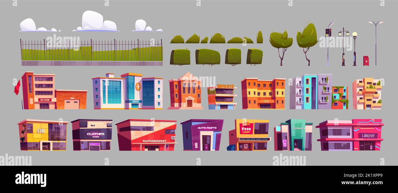 Modern city infrastructure elements set. Urban constructor kit of ...