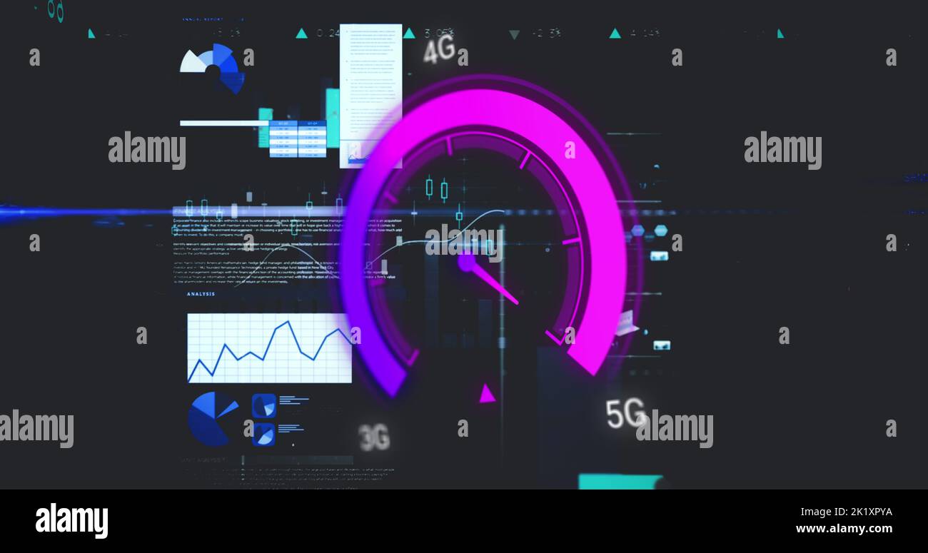 Image of data processing over speedometer Stock Photo - Alamy