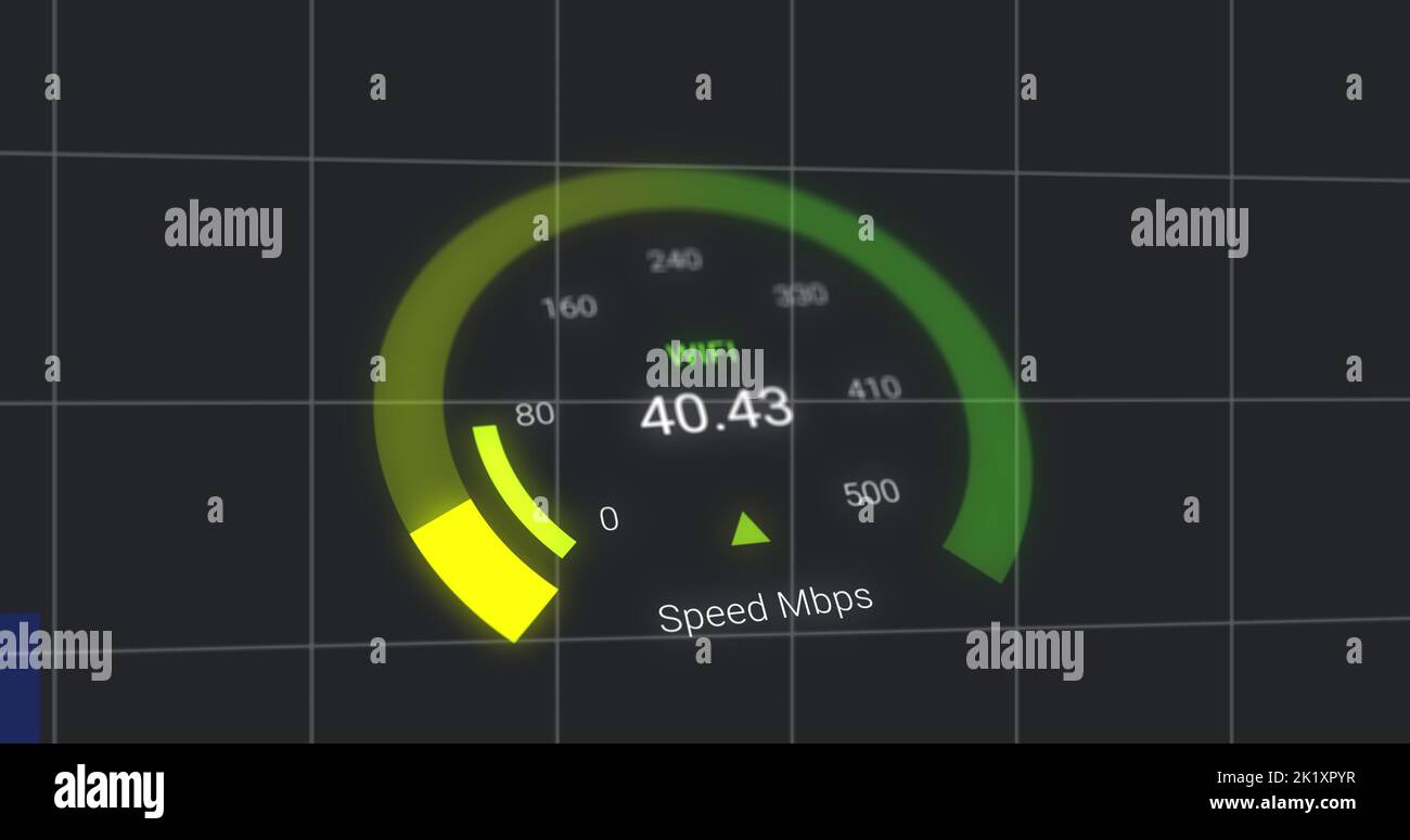 Image of data processing and world map over speedometer Stock Photo - Alamy