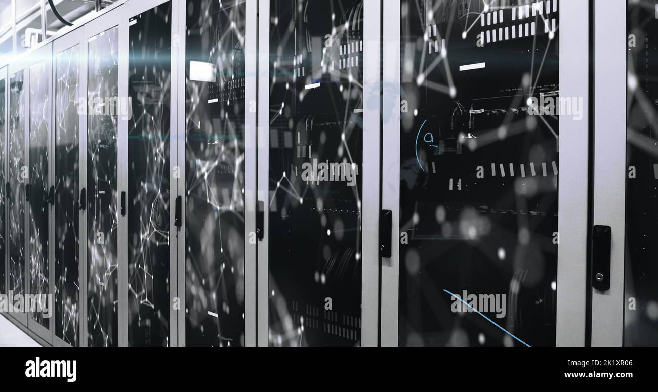 Image of data processing against network of connections over server ...