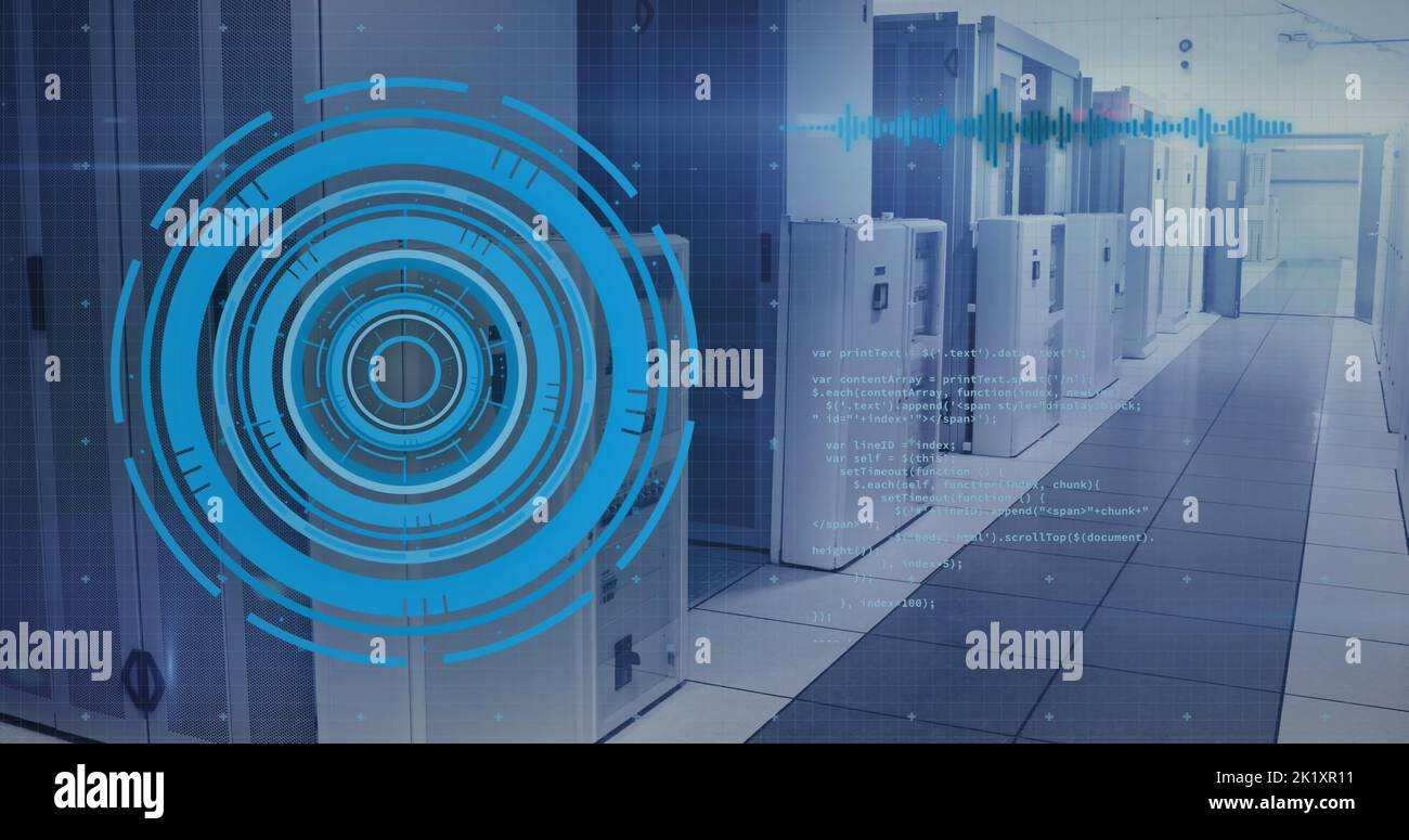 Image of data processing over server room Stock Photo - Alamy