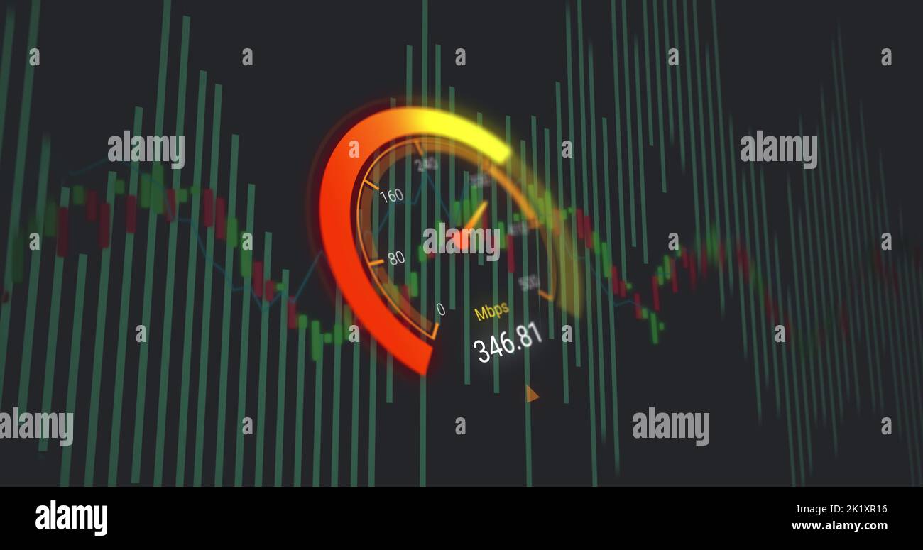 Image of data processing over speedometer Stock Photo - Alamy