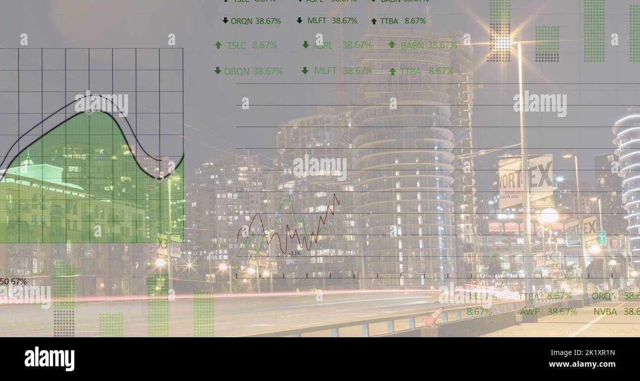 Image of data processing over cityscape Stock Photo - Alamy