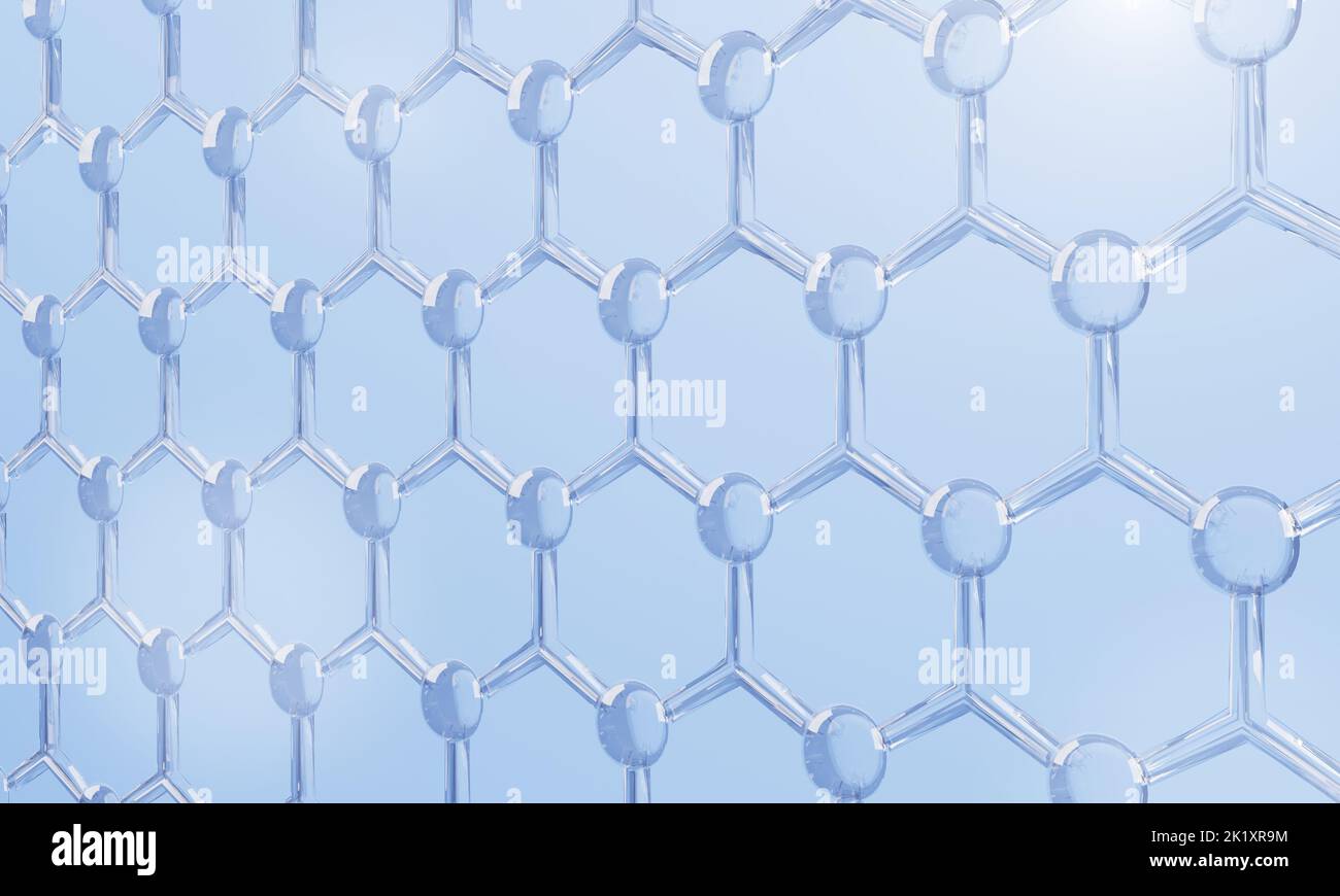 Blue transparency chemical glass hexagonal structure connection network ...