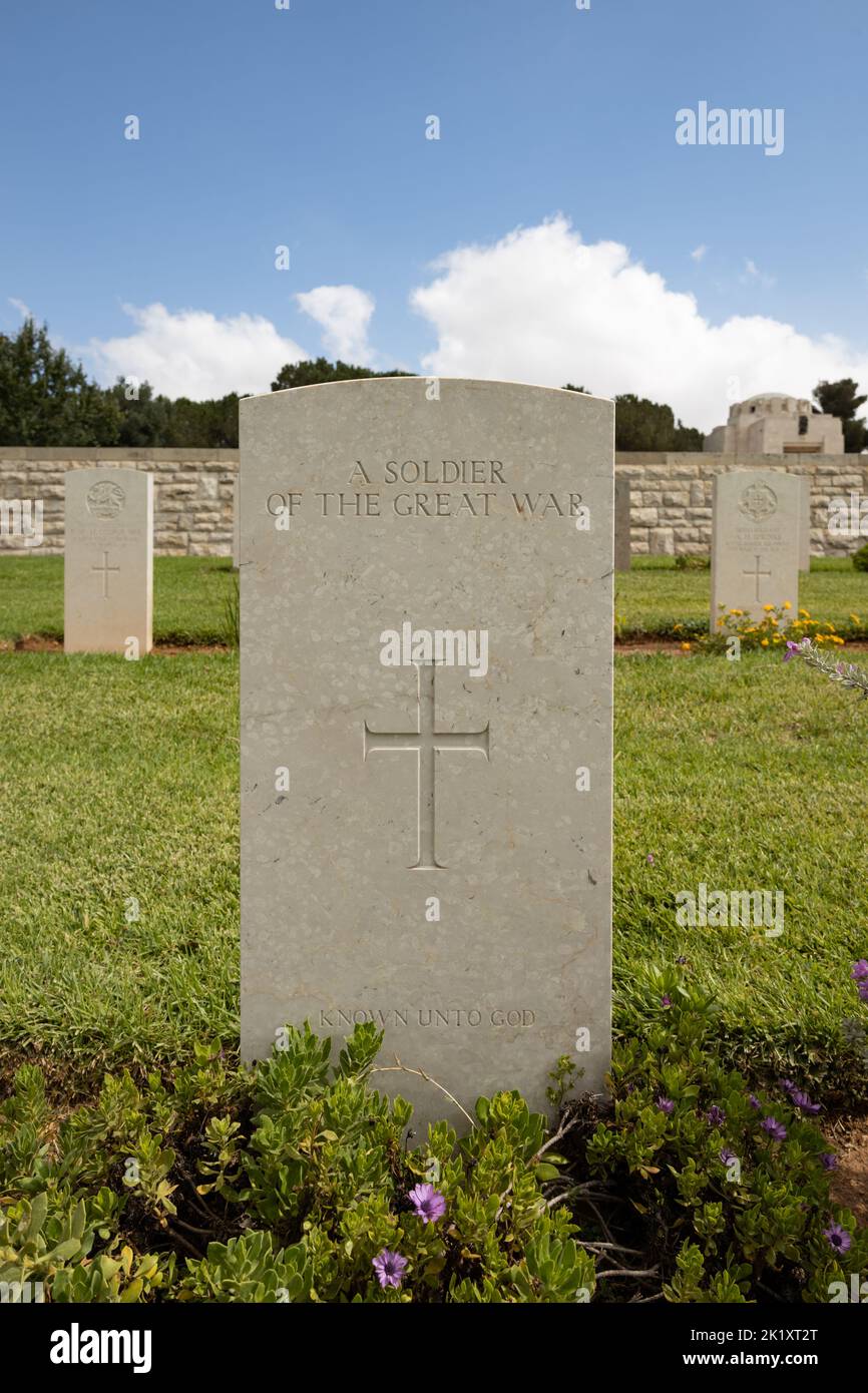grave of an unknown soldier in the British war cemetery at mount Scopus ...
