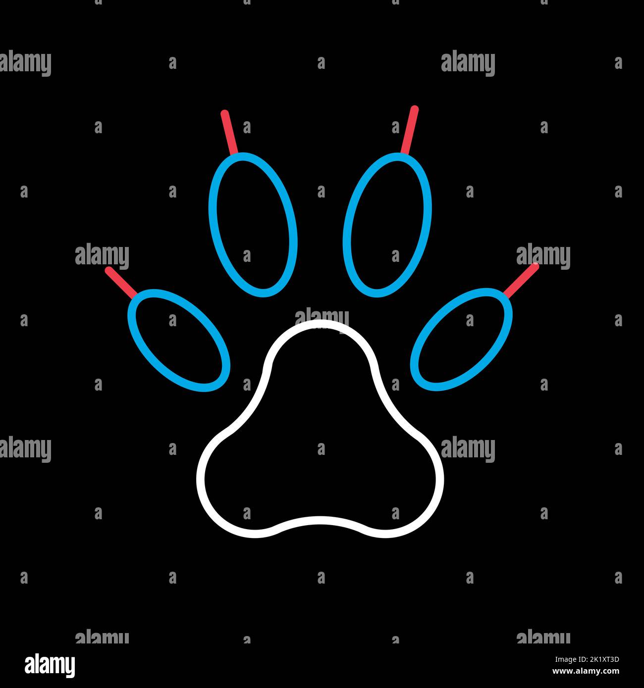 Predatory paw vector isolated on black background icon. Pet animal sign ...