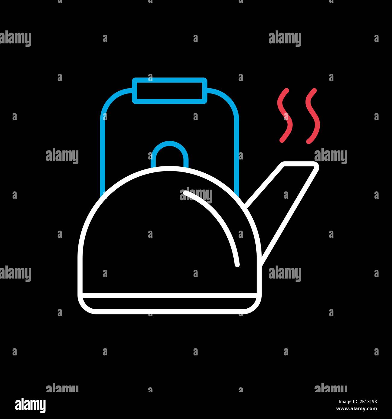 Camping metal kettle vector isolated on black background icon. Camping ...