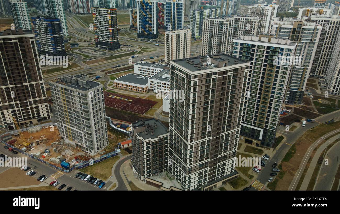 Modern urban architecture. Multi-storey buildings with infrastructure ...