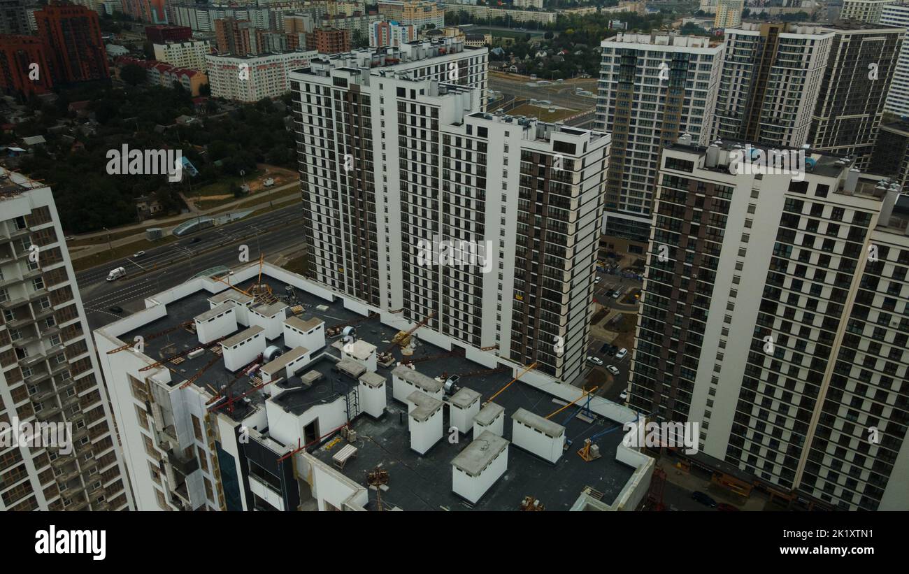Modern urban architecture. Multi-storey buildings with infrastructure ...