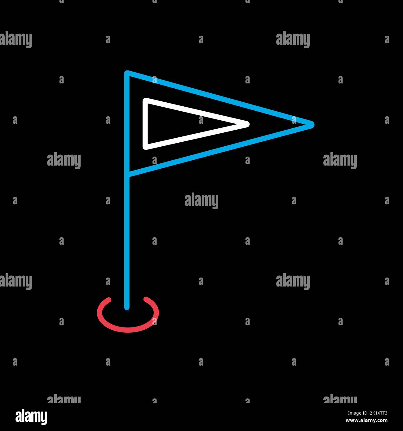 Flag GPS pin vector isolated on black background icon. Navigation sign ...