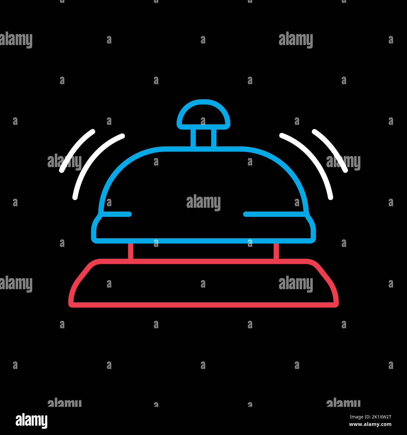 Counter bell, hotel, service vector isolated on black background icon ...