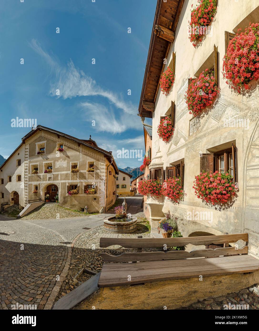 Typical houses of the Engadin region Stock Photo - Alamy