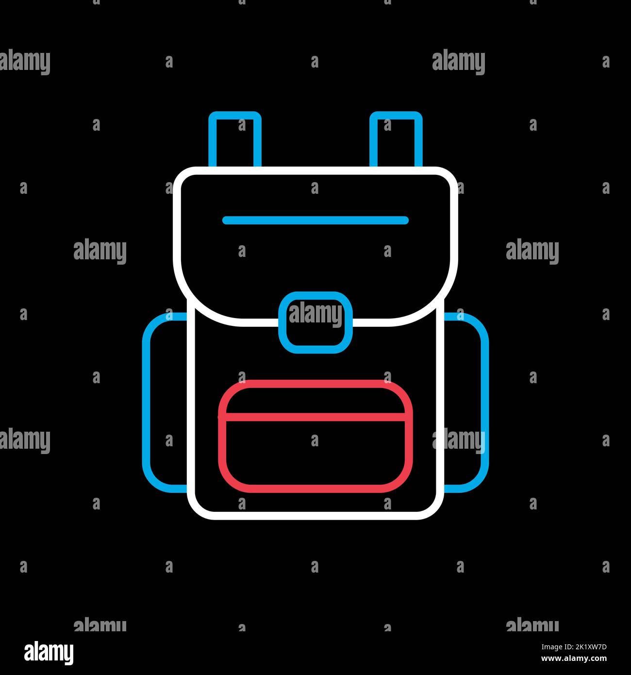 Camping backpack vector isolated on black background icon. Camping and ...