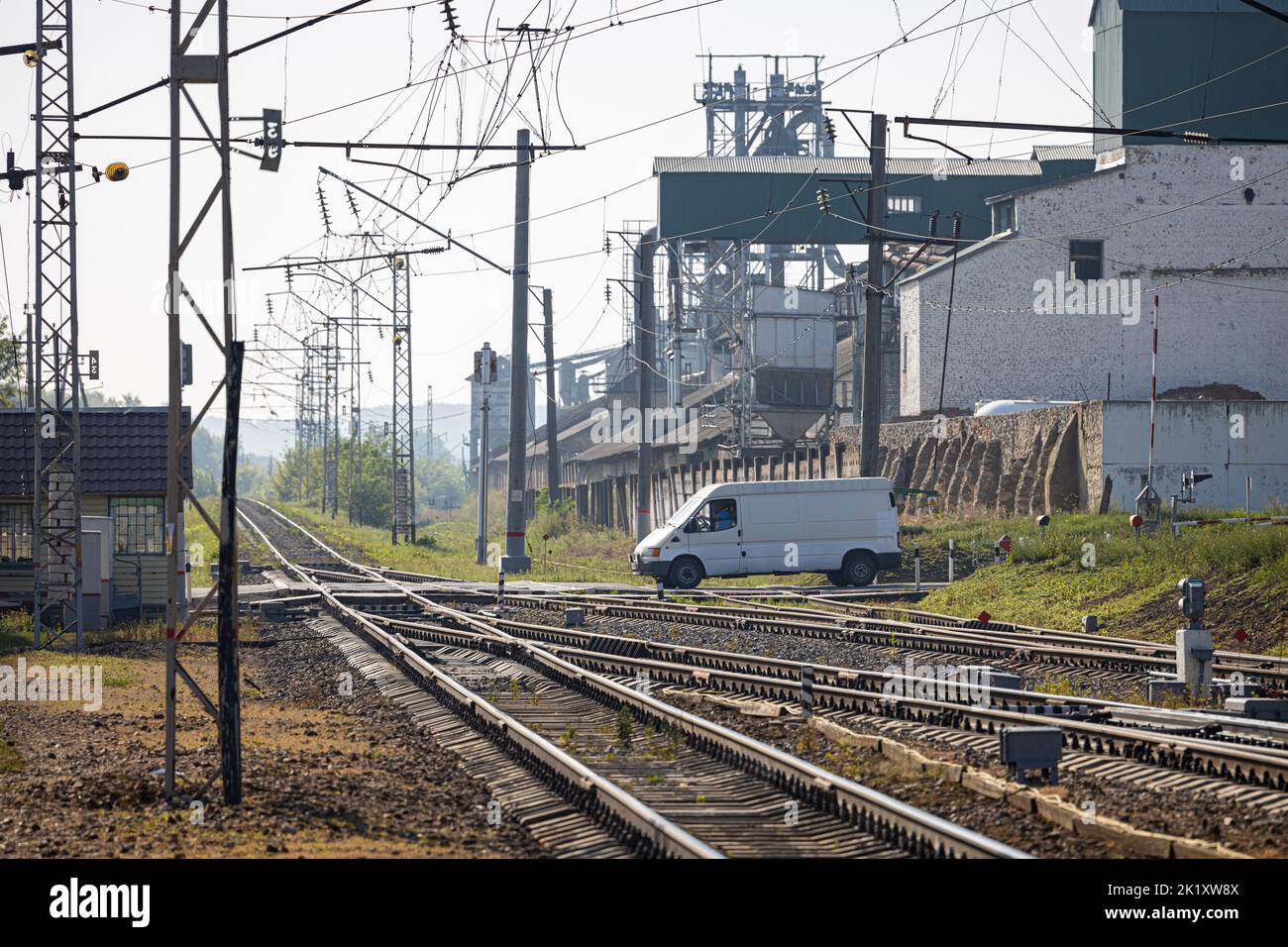 Ryazan Russia - August 30, 2022: car driving through a railroad ...
