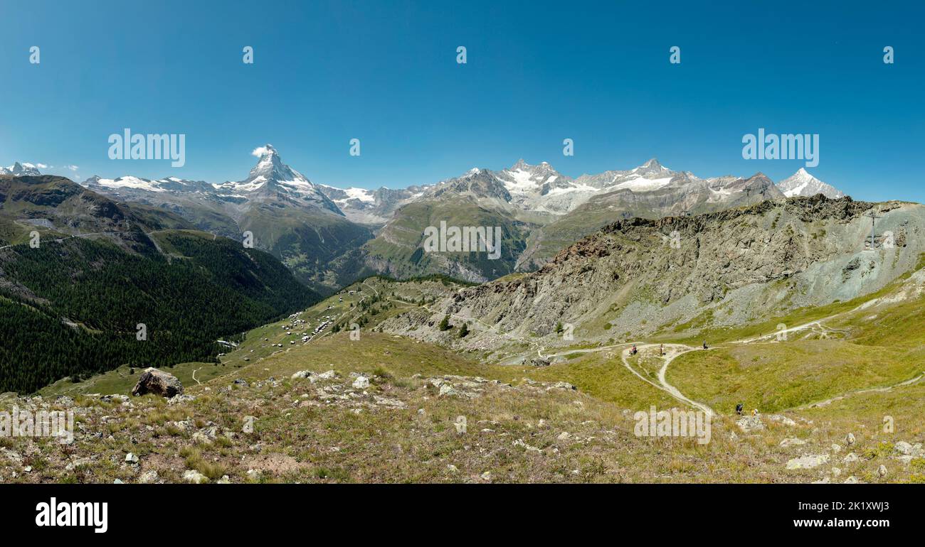 5-lakes hike with a view at the Matterhorn Stock Photo - Alamy
