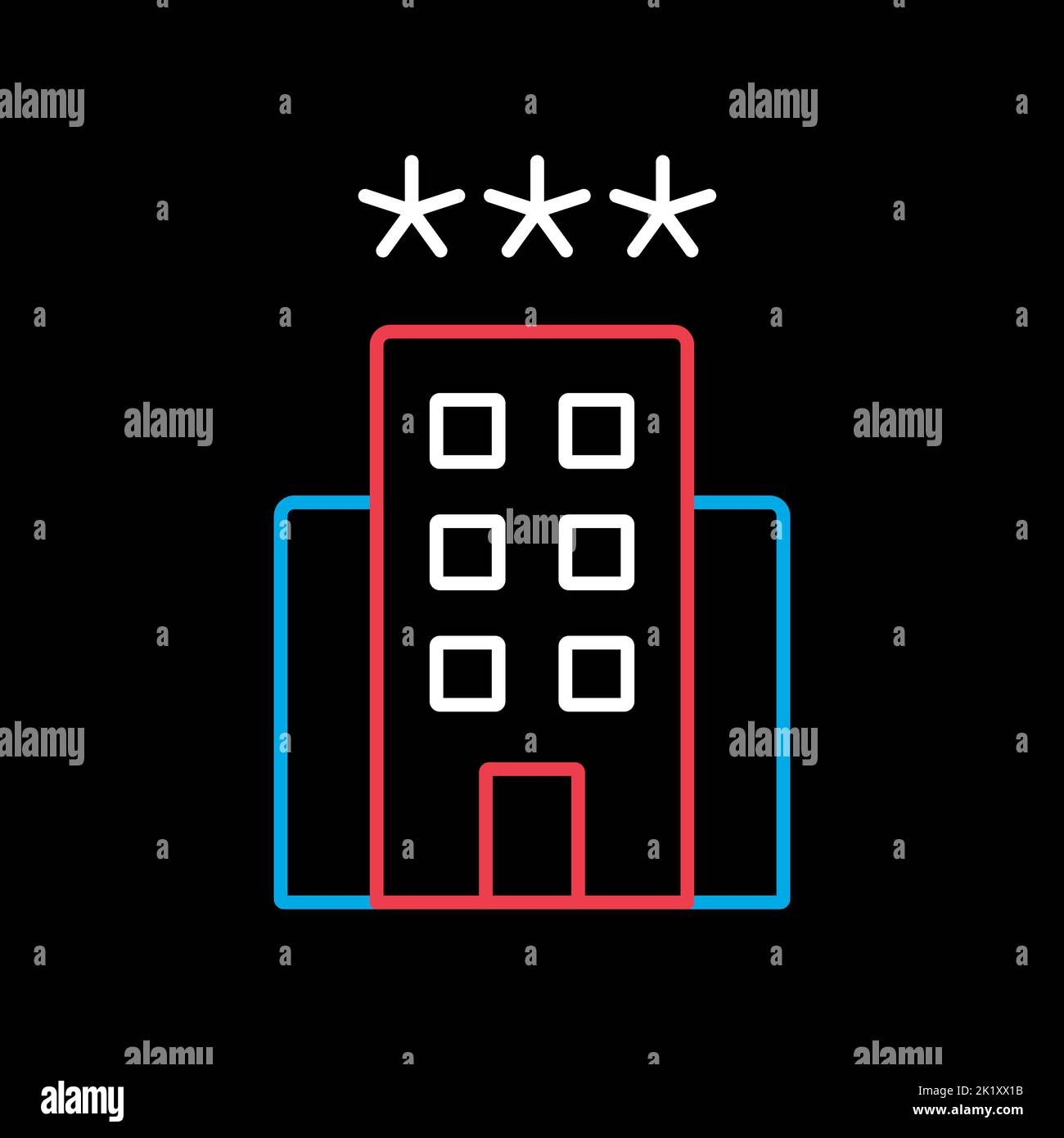 Three star hotel vector isolated on black background icon. Graph symbol ...