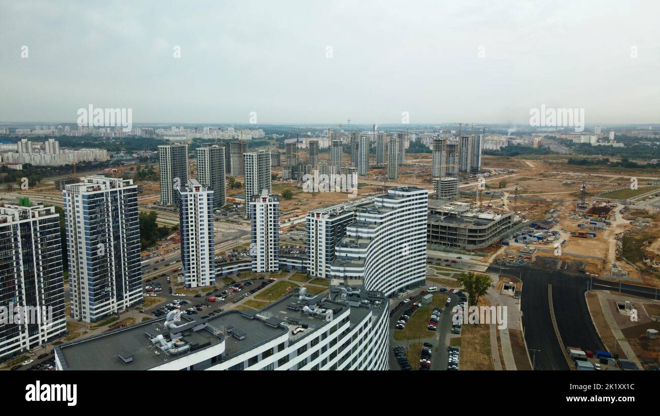 Modern urban architecture. Multi-storey buildings with infrastructure ...