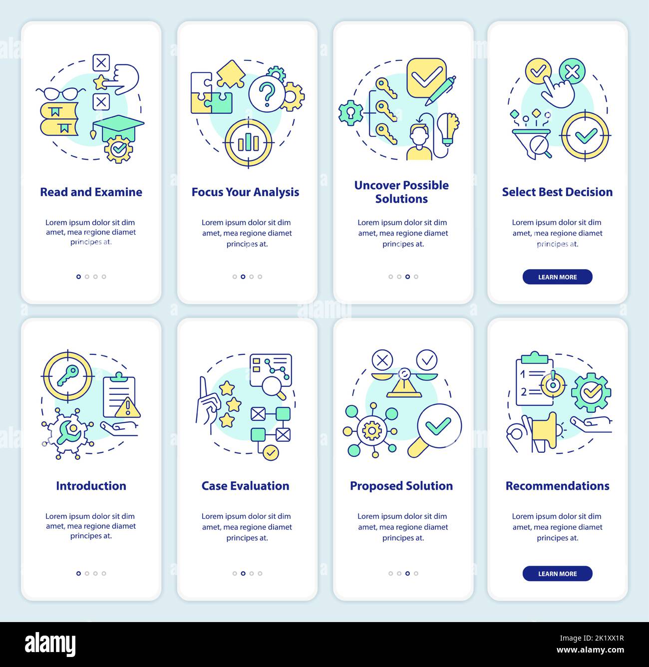 Structure of case study and drafting onboarding mobile app screen set Stock Vector Image & Art ...