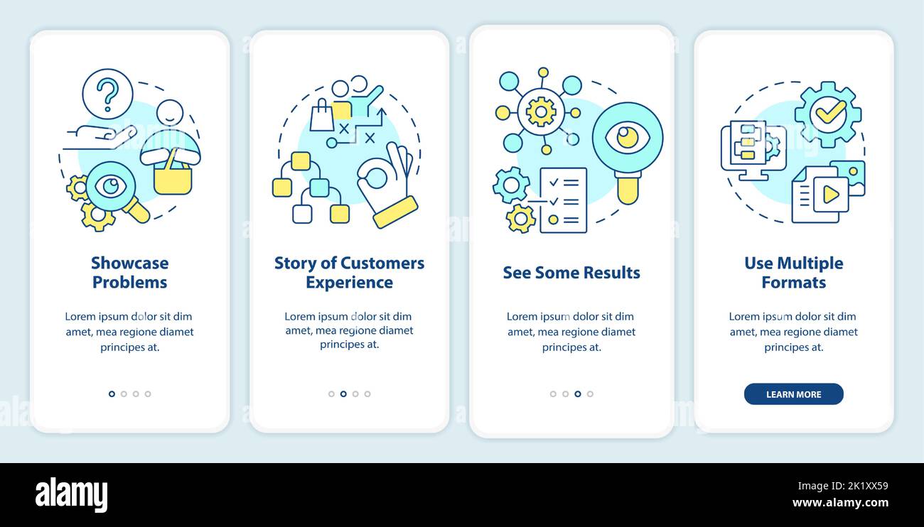 Elements of case study onboarding mobile app screen Stock Vector Image ...