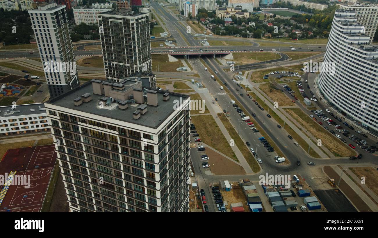 Modern urban architecture. Multi-storey buildings with infrastructure ...
