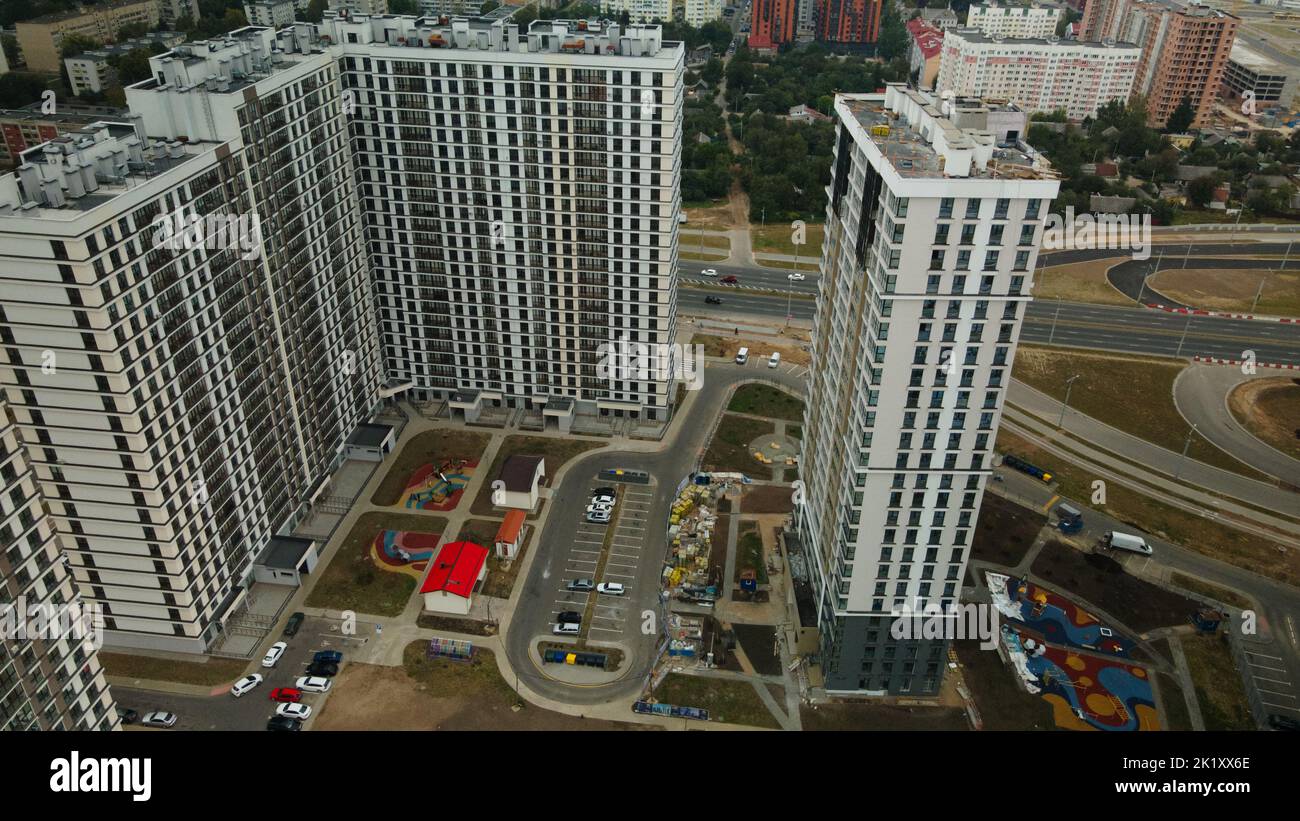 Modern urban architecture. Multi-storey buildings with infrastructure ...