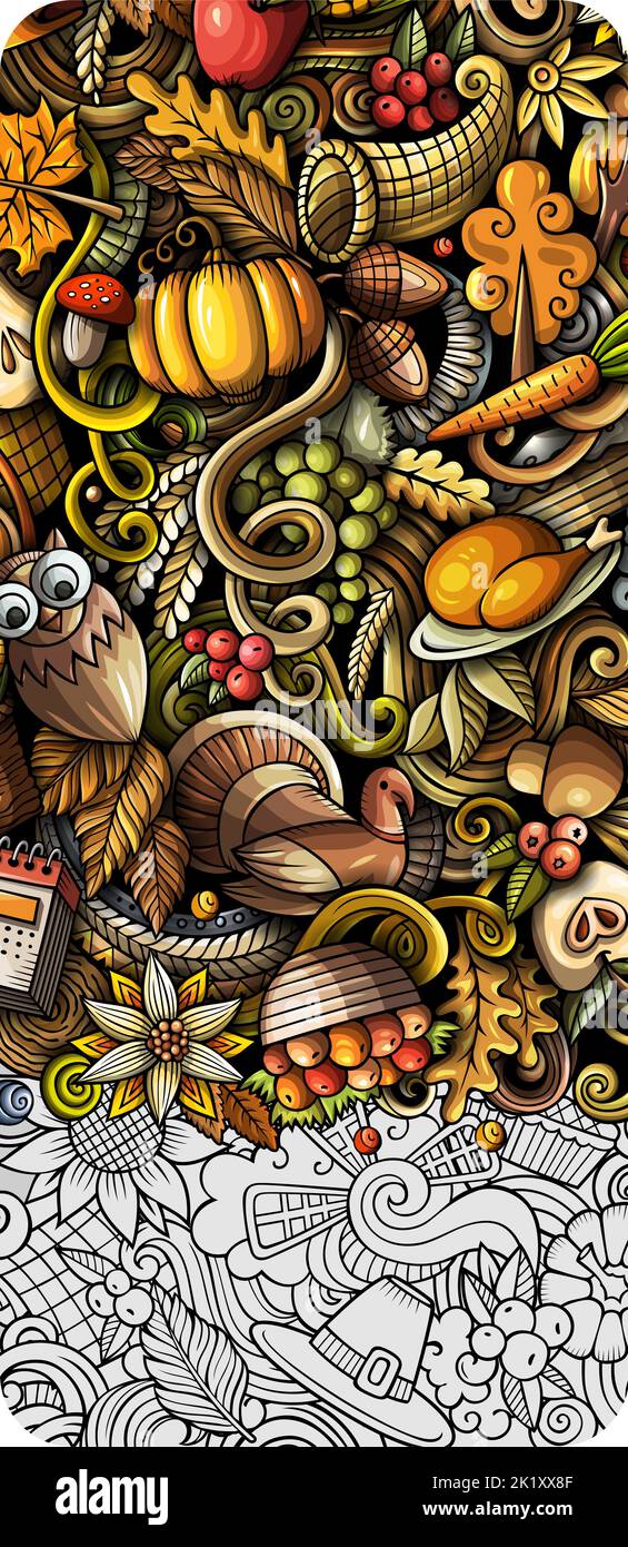 Thanksgiving day doodle illustration Stock Photo - Alamy