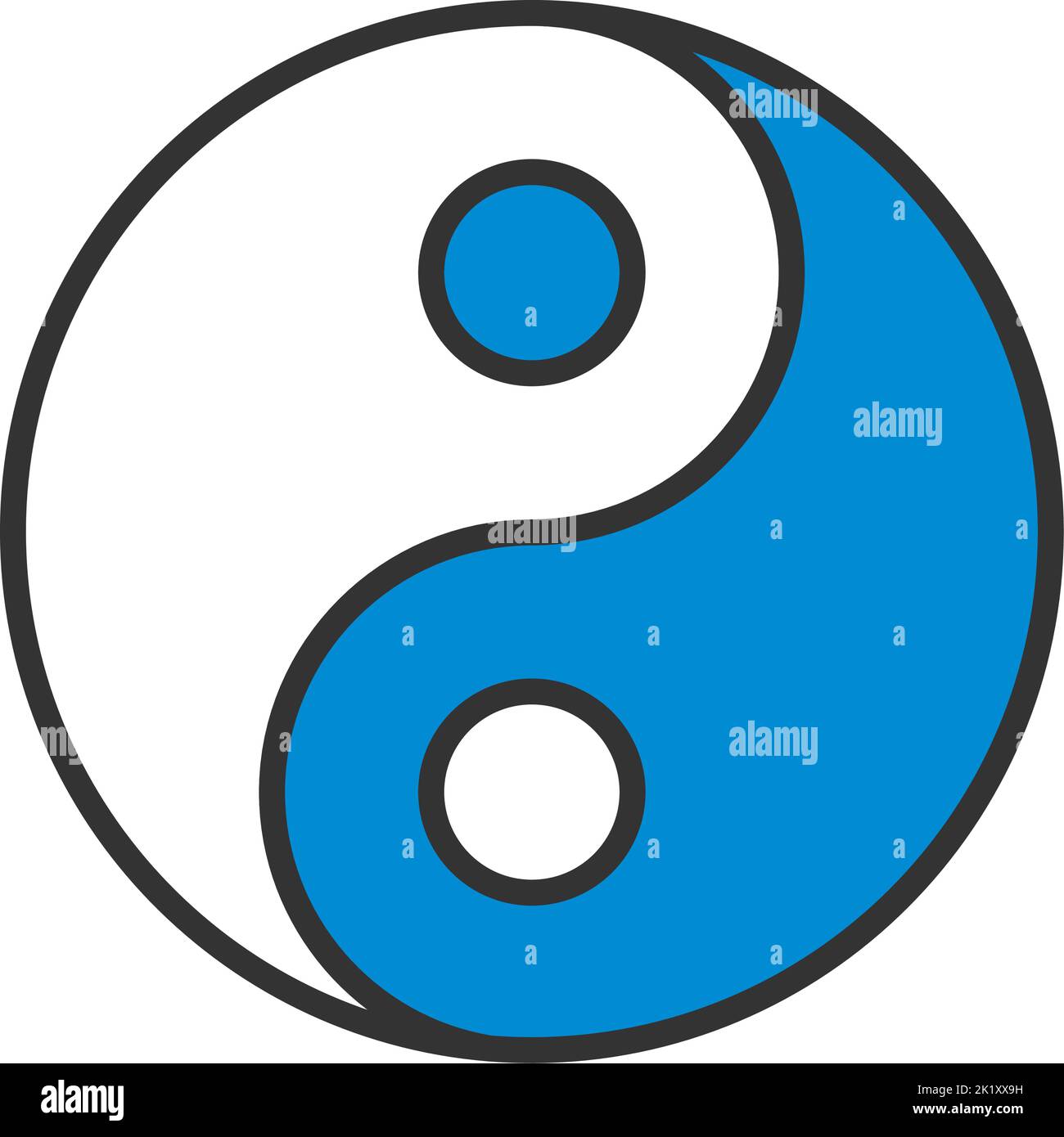 Yin And Yang Icon. Editable Bold Outline With Color Fill Design. Vector ...