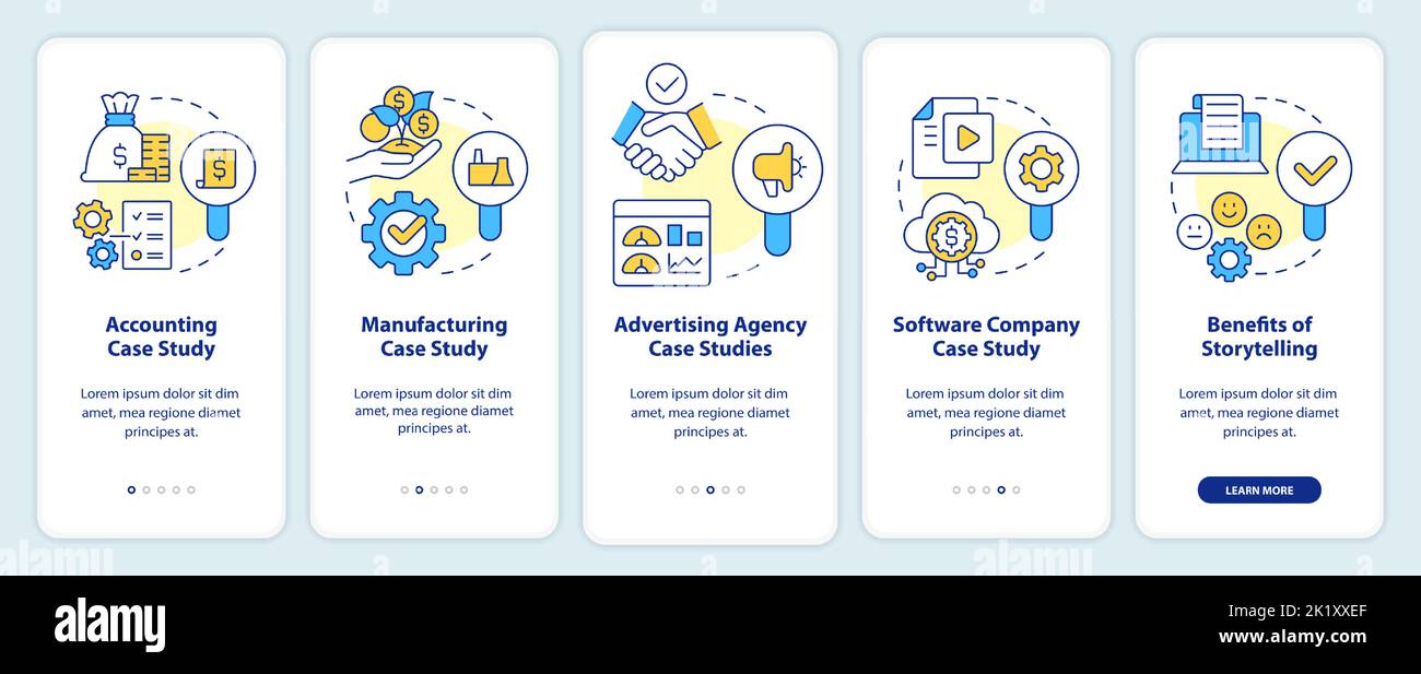 Case studies usage onboarding mobile app screen Stock Vector Image ...
