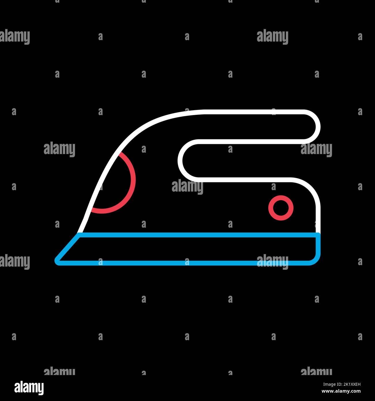 Steam iron flat vector isolated on black background icon. Graph symbol ...