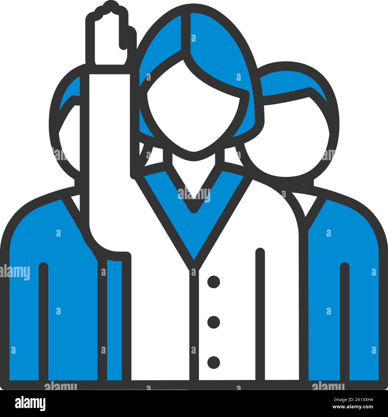 Voting Lady With Men Behind Icon. Editable Bold Outline With Color Fill ...