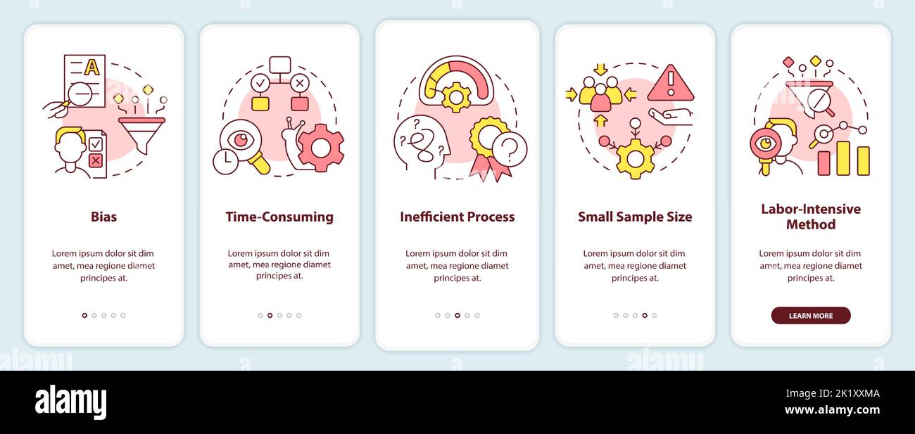 Disadvantages of case study onboarding mobile app screen Stock Vector ...