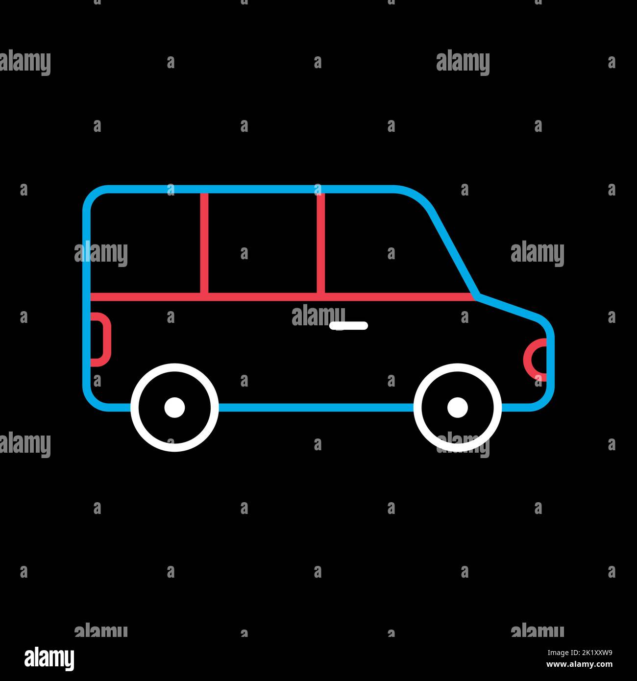 Airport shuttle minivan, shuttle bus vector isolated on black ...