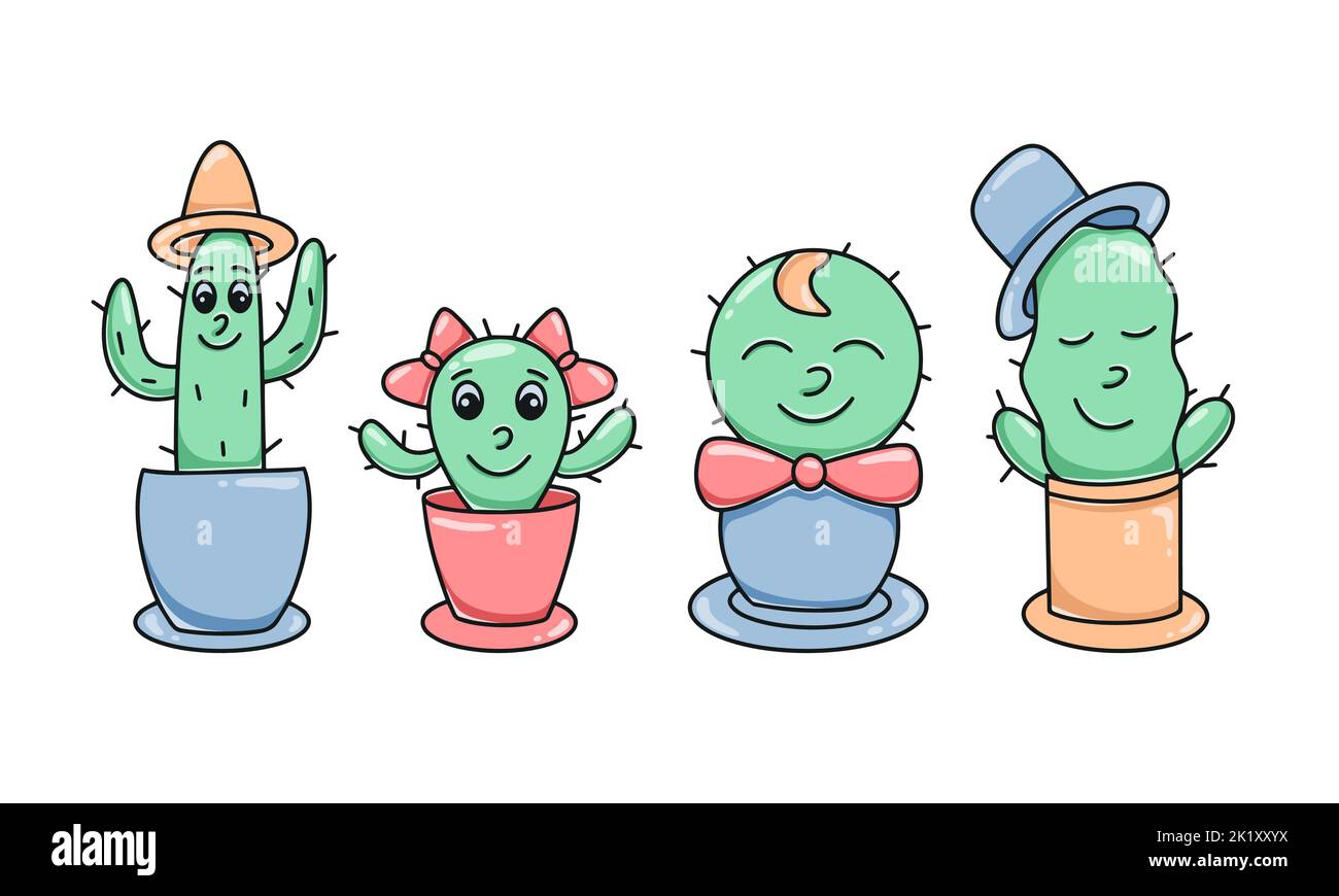 Cute cacti characters clipart Stock Vector Image & Art - Alamy