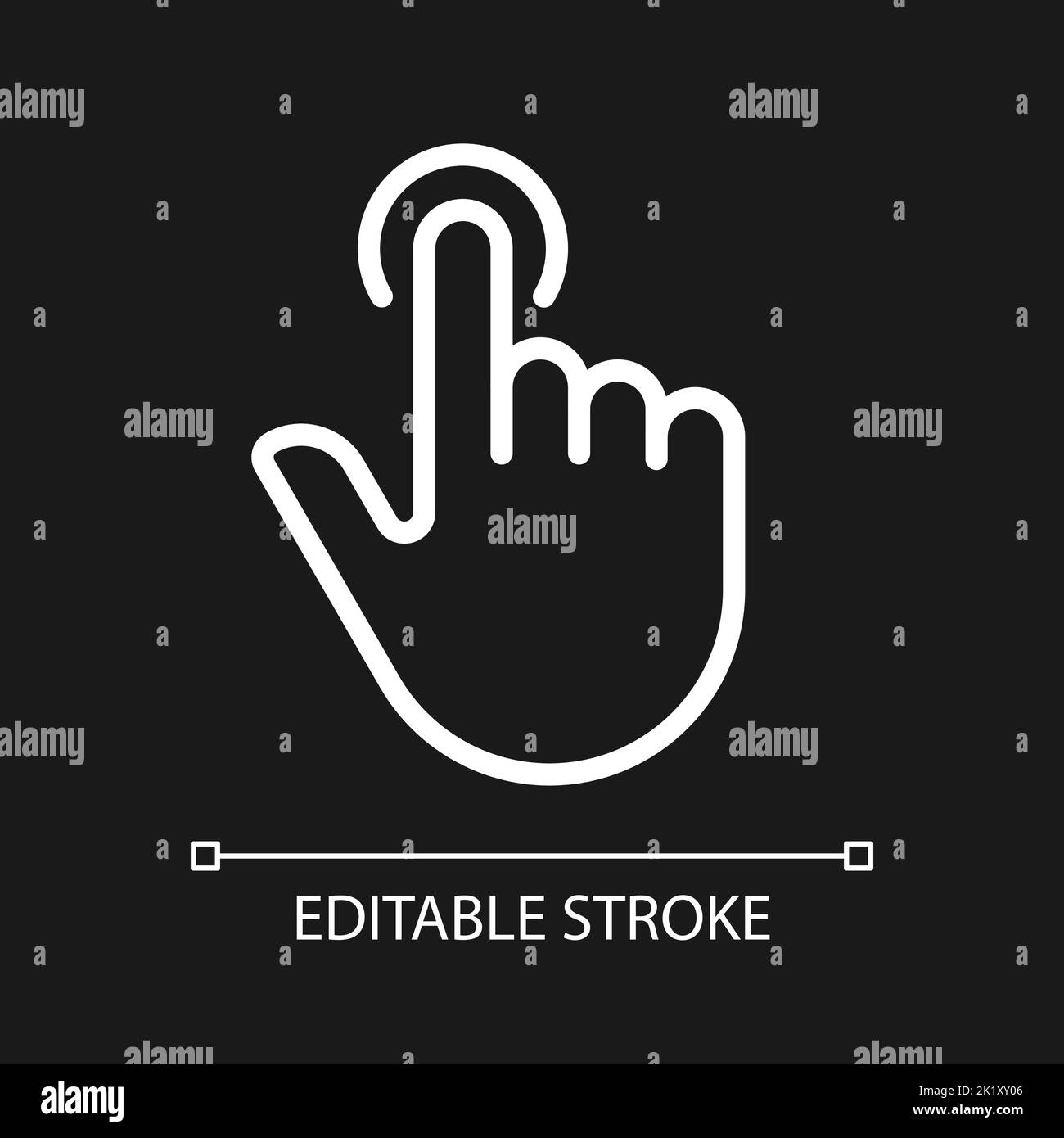 Finger touch pixel perfect white linear icon for dark theme Stock ...