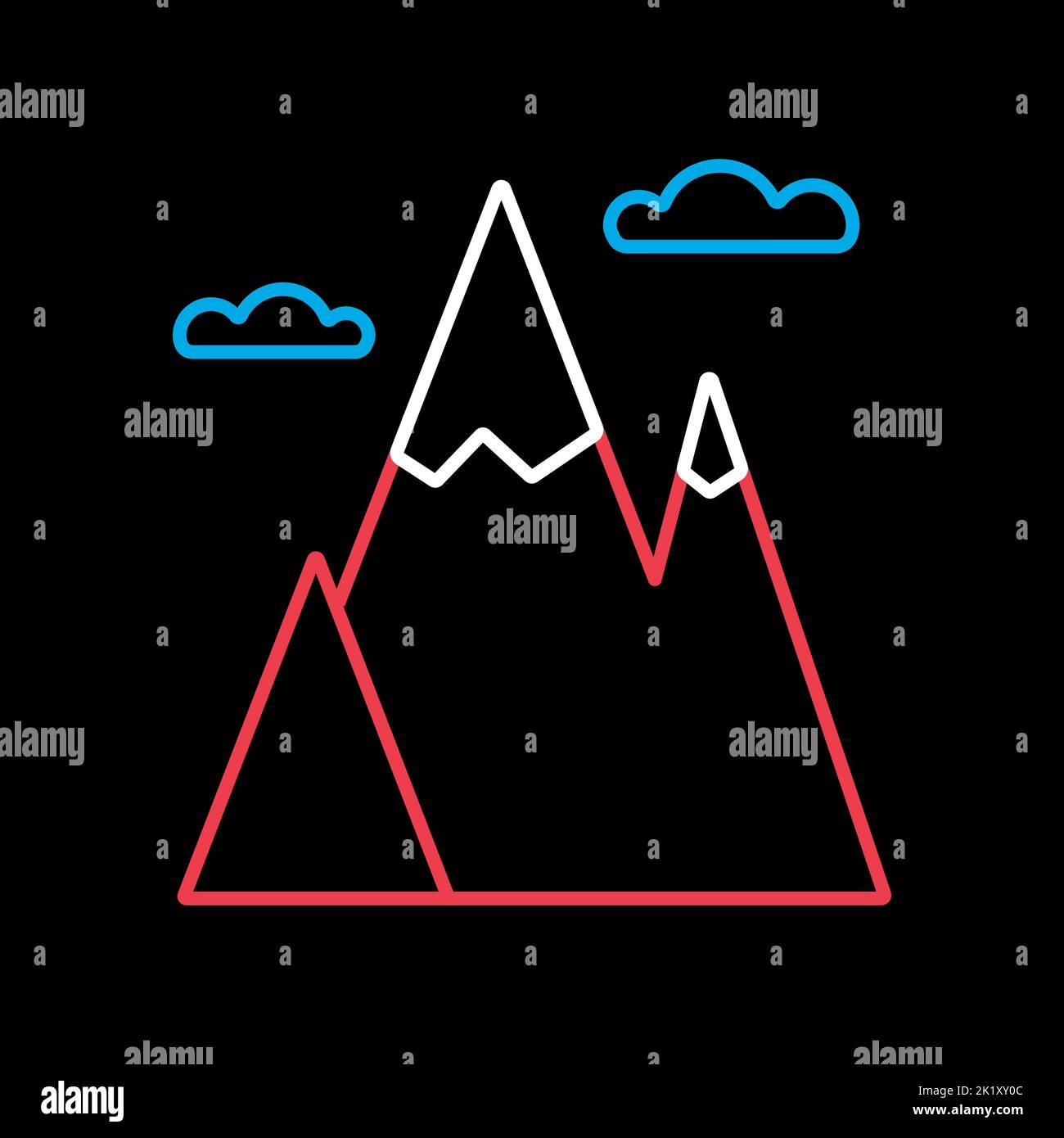 Mountains vector isolated on black background icon. Nature sign. Graph ...